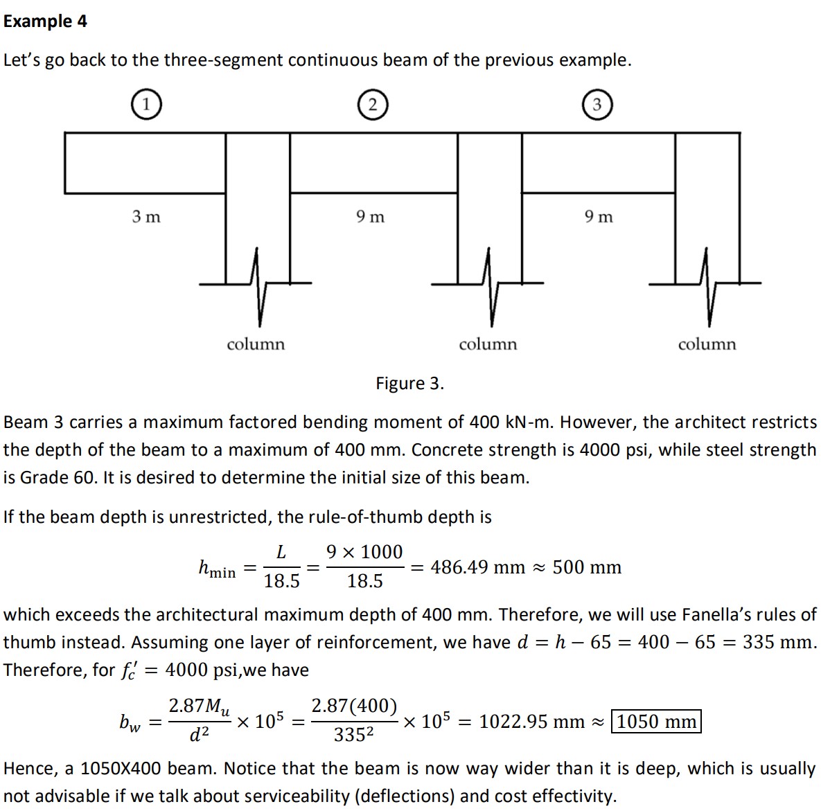Rules of Thumb for Preliminary Sizing of Reinforced Concrete Members